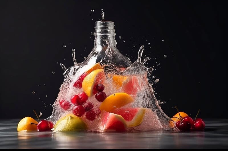 Fresh Fruit Explosion with Water in Transparent Stock Photo - Image of ...