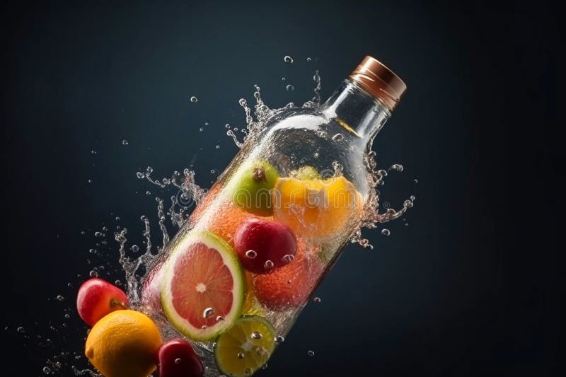 Fresh Fruit Explosion with Water in Transparent Stock Image - Image of ...