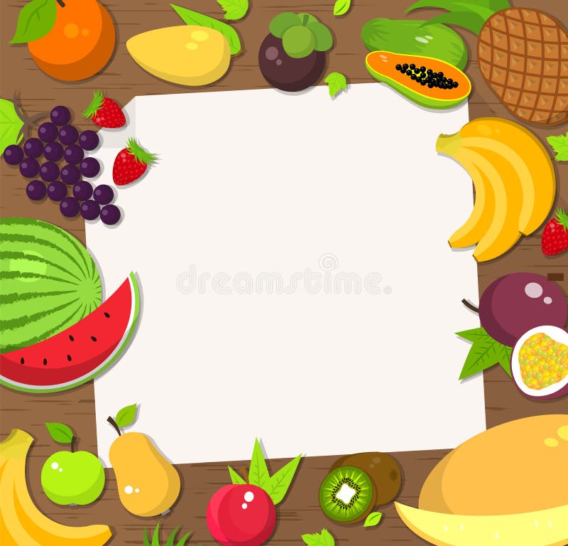 Fresh Fruit Frame Background. Card, Invitation, Placard, Banner ...