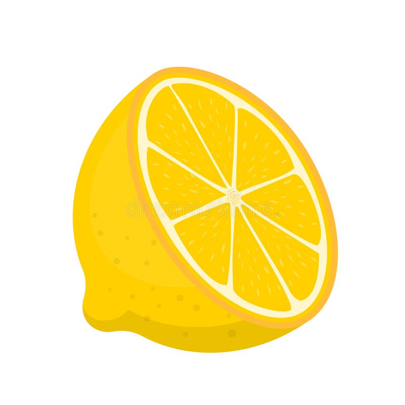 Fresh Fruit Half Cutted Yellow Lemon Cartoon Vector Isolated ...