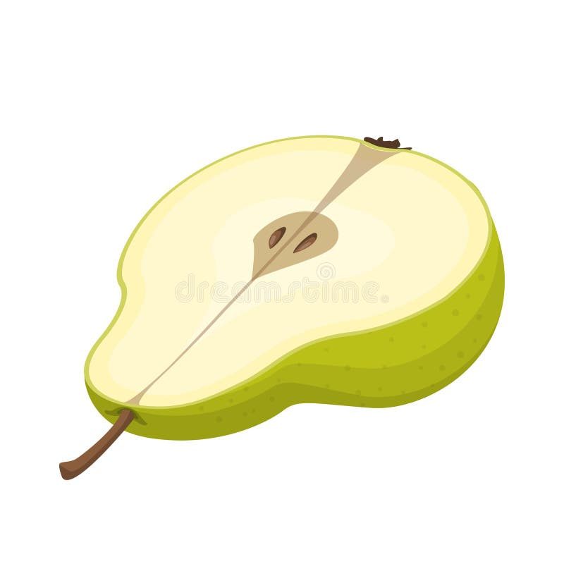 Fresh Fruit Half Sliced Green Pear Cartoon Vector Isolated Illustration ...