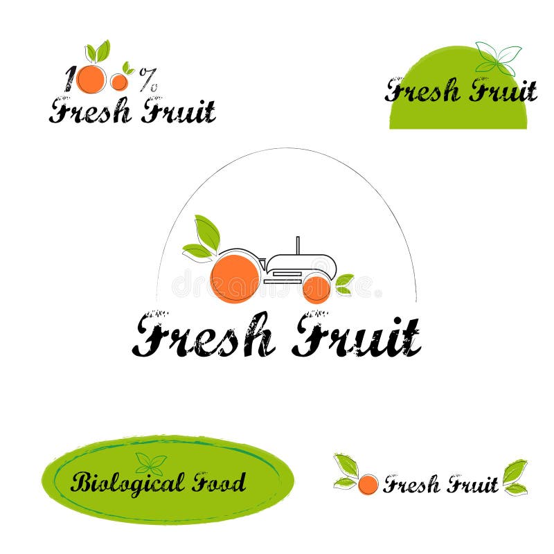 Set Of Logos For Fruit Organic Company, Fresh Juice Or Cocktail Bar ...