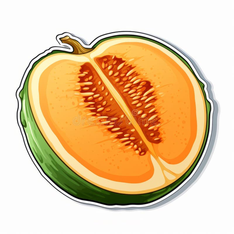 Highly Detailed Melon Sticker Illustration Stock Photo - Image of ...