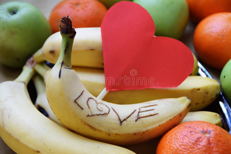 Fresh Fruit with a Message of Love Stock Image - Image of food, green ...