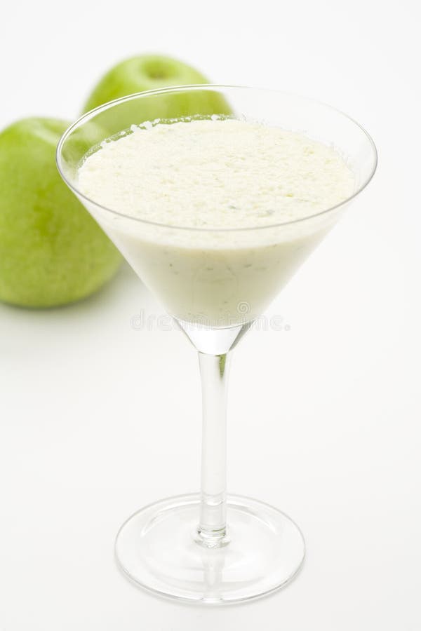 Fresh Fruit Milk Shake Apple Stock Image - Image of delicious, green ...