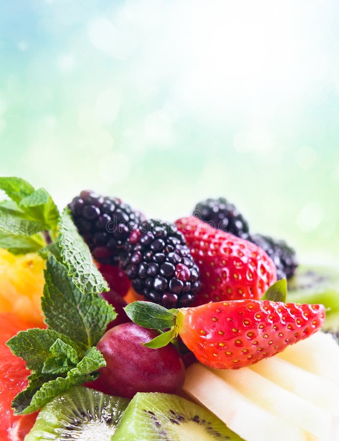 Fresh fruit with mint stock photo. Image of grape, herb - 30134778