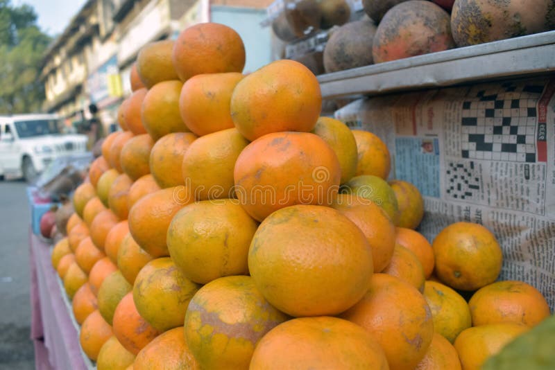 Fresh Fruit, Orange, in the Market. Citrus Fruit Editorial Photography ...