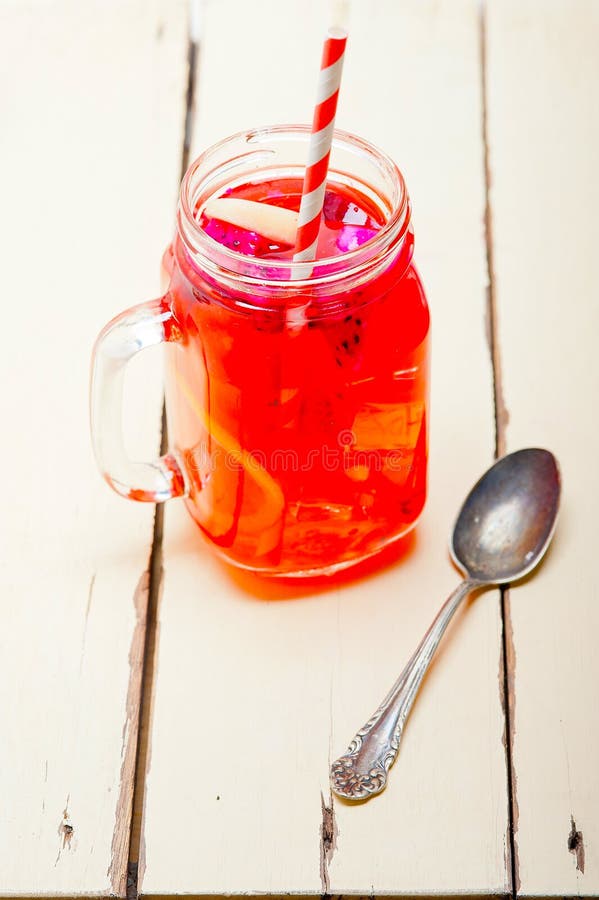 Fresh fruit punch drink stock image. Image of pitcher - 235922239