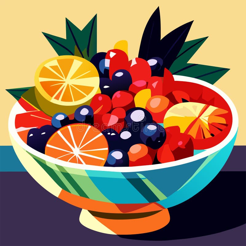 Fruit Salad in a Bowl. Vector Illustration in Flat Style Stock Vector ...