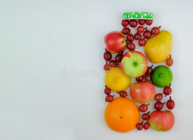 Fresh Fruit in Shape of Jar, Harvest and Healthy Food Concept, Copy ...
