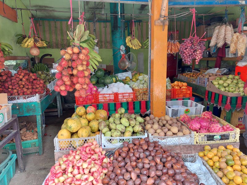 Fresh Fruit Shop Near the Main Street Stock Image - Image of food ...