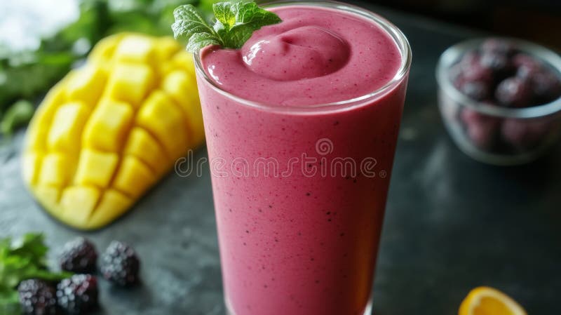 A Fresh Fruit Smoothie Features a Creamy, Bright Pink Texture ...