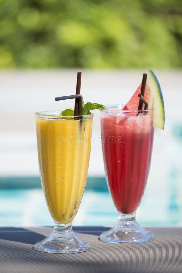 Fresh Fruit Smoothies in Glasses Stock Photo - Image of tropical, cool ...