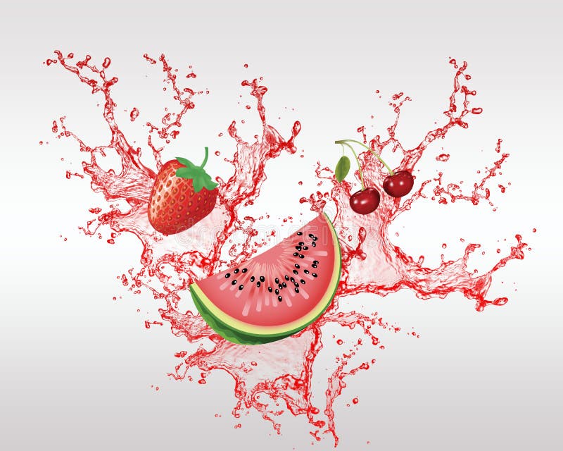 Fresh Fruit in the Splash Vector Stock Illustration - Illustration of ...