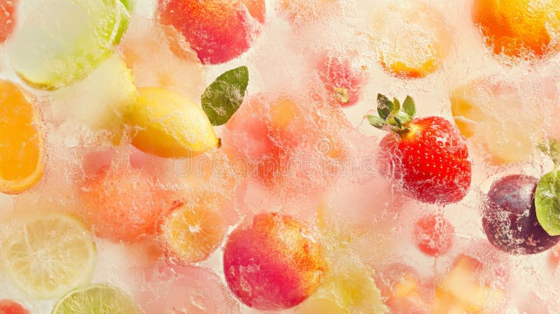 Fresh Fruit Suspended in Fizzy Water Stock Illustration - Illustration ...