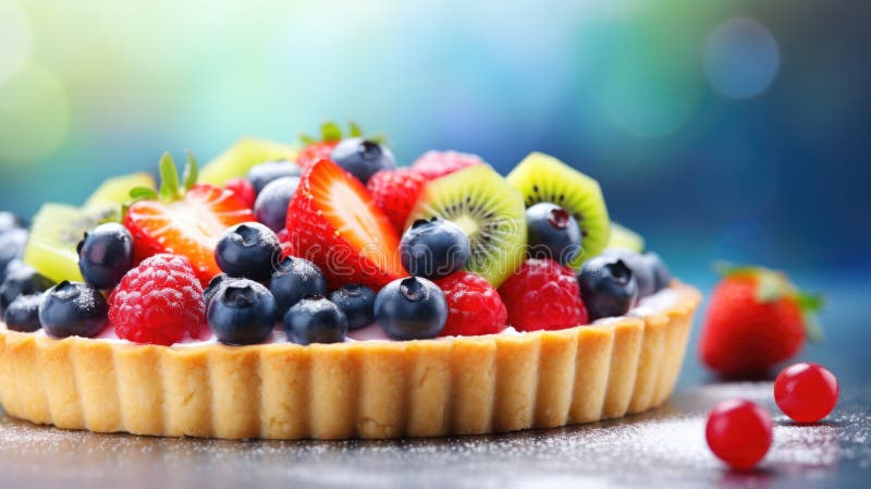 Fresh Fruit Tart with Blueberry, Kiwi, Raspberry and Strawberry, AI ...