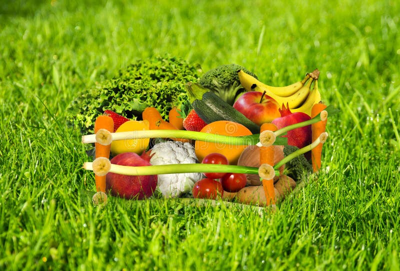 Fresh Fruit and Vegetable in a Crate Stock Photo - Image of design ...