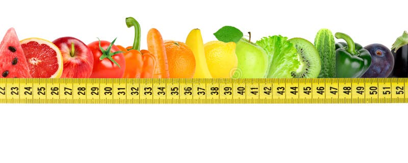 Fresh Fruit and Vegetable with Measuring Tape Stock Image - Image of ...