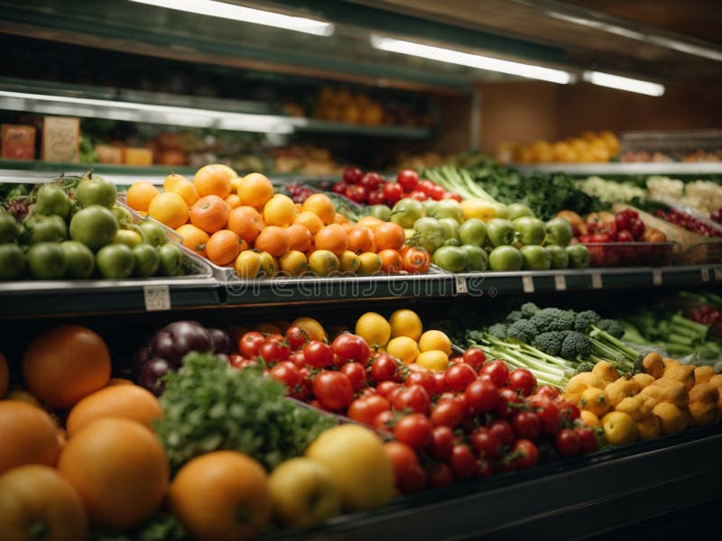 Fresh Fruit and Vegetable Shop with Prominent Display Stock Image ...