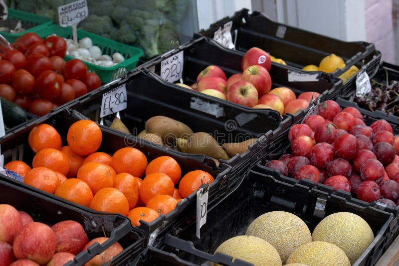 Fresh fruit and vegetables stock image. Image of displayed - 16669047