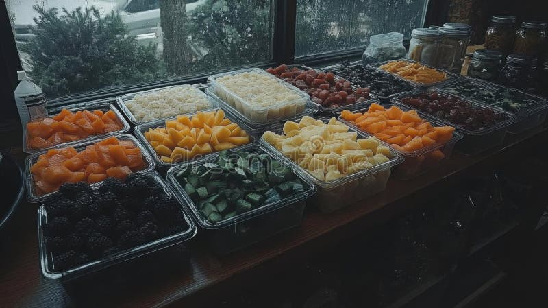 Fresh Fruit & Veggie Prep Stock Illustration - Illustration of prepped ...