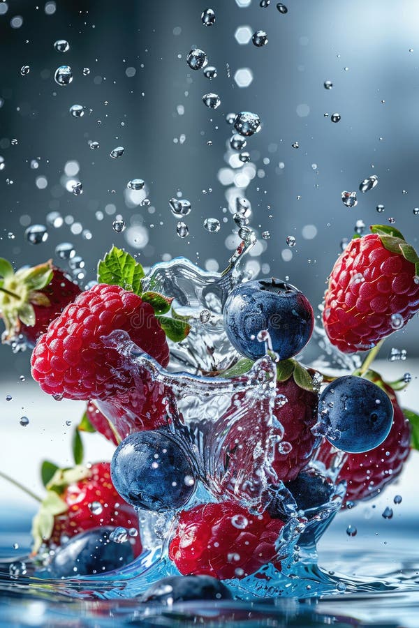 Fresh Fruit in Water Splash, Berry in Motion, Falling Fruit in Water Stock Image - Image of care ...