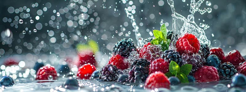 Fresh Fruit in Water Splash, Berry in Motion, Falling Fruit in Water ...