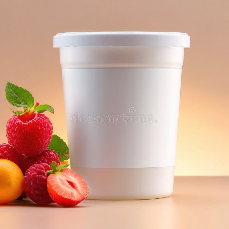 Fresh Fruit Yoghurt, Generic Blank Product Packaging Mockup Photo Stock ...
