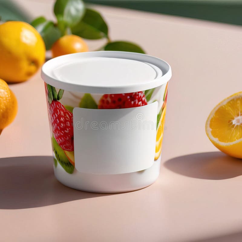 Fresh Fruit Yoghurt, Generic Blank Product Packaging Mockup Photo Stock ...