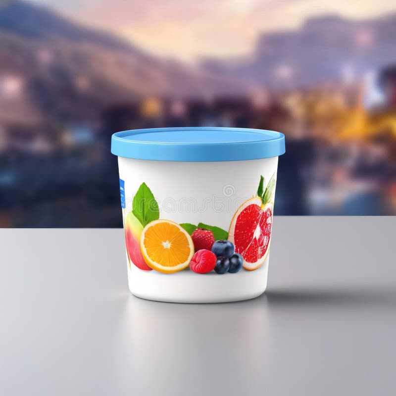 Fresh Fruit Yoghurt, Generic Blank Product Packaging Mockup Photo Stock ...