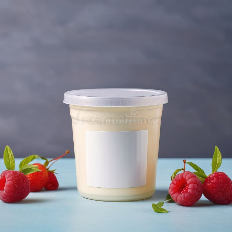 Fresh Fruit Yoghurt, Generic Blank Product Packaging Mockup Photo Stock ...