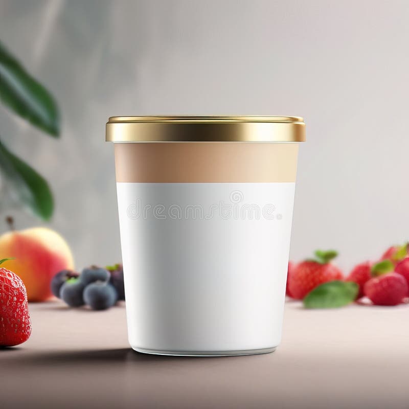 Fresh Fruit Yoghurt, Generic Blank Product Packaging Mockup Photo Stock ...