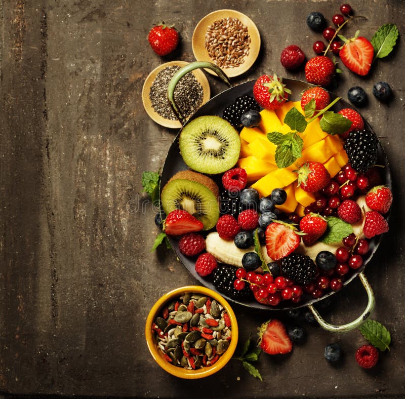 Fresh Fruits And Berries On Plate Stock Photo - Image of close, life ...