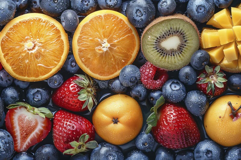 Fresh Fruits and Berries, Strawberries. AI Generation Stock ...