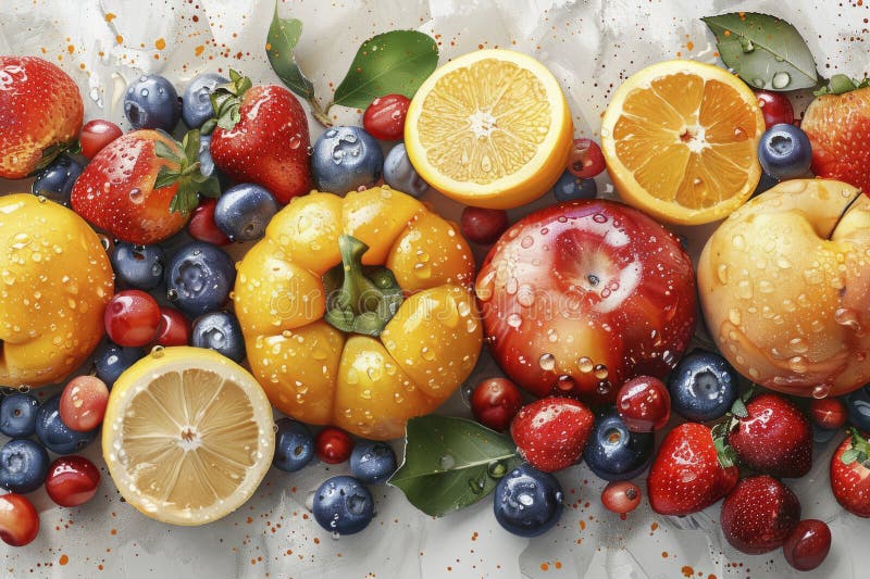 Fresh Fruits and Berries, Strawberries. AI Generation Stock ...