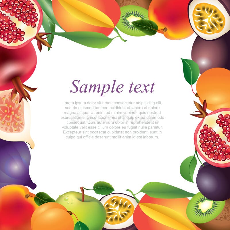 Fresh Fruits Frame Background Stock Vector - Illustration of border ...