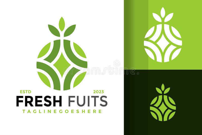 Fresh Fruits Logo Design Vector Symbol Icon Illustration Stock Vector ...