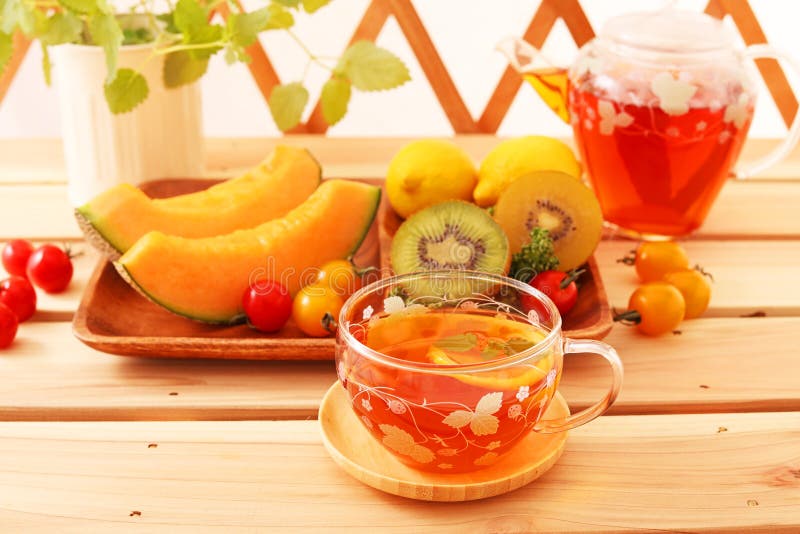 Fresh fruits with tea stock image. Image of healthy, market - 58232427