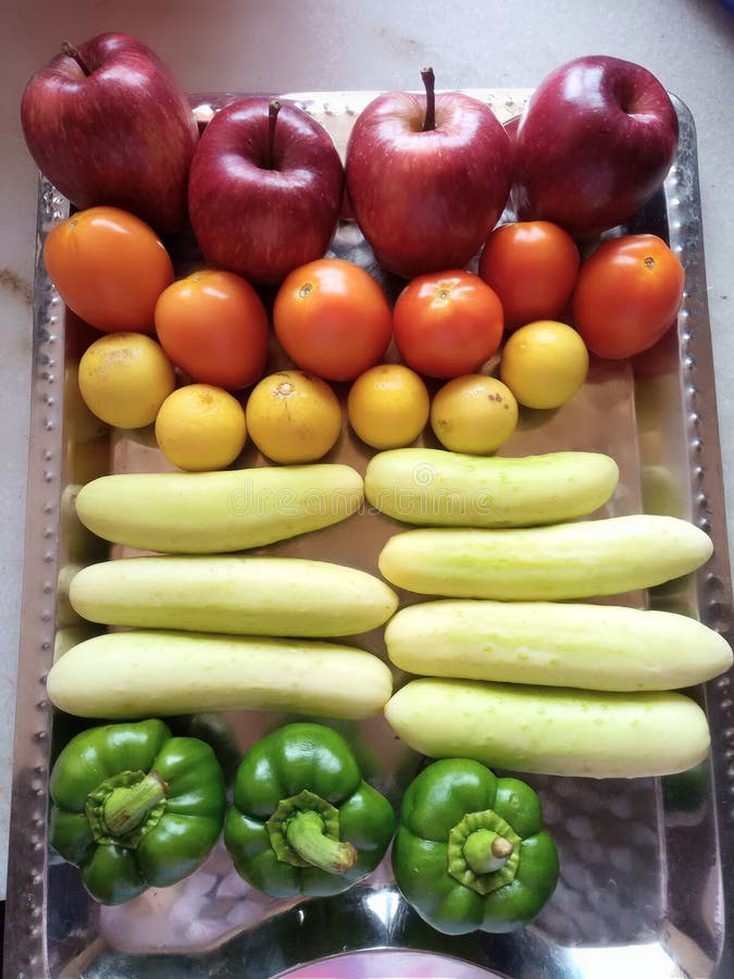 Fresh Fruits and Vegetables As Per the Colour Gradient Stock Image ...