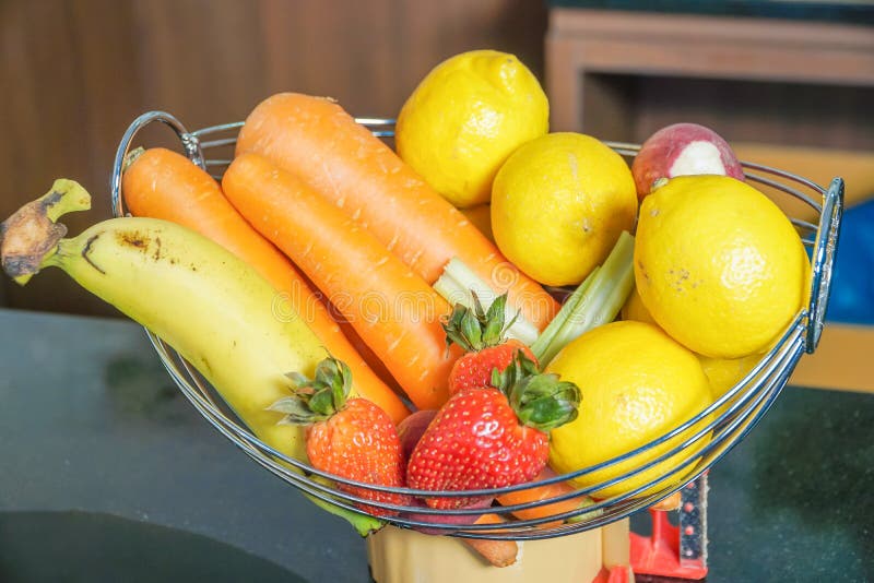Fresh Fruits and Vegetables in the Basket Stock Image - Image of ...