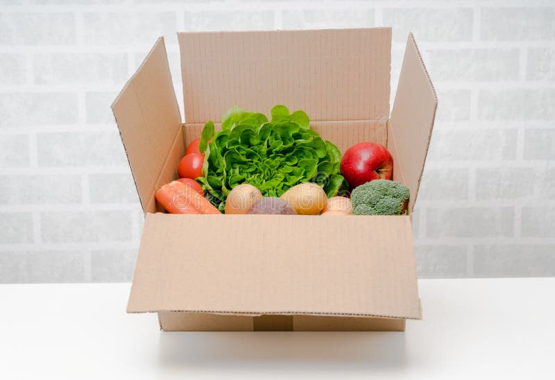 Fresh Fruits and Vegetables . Vegetables Box, Delivery Box Stock Photo ...
