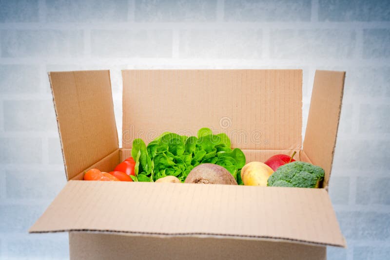 Fresh Fruits and Vegetables . Vegetables Box, Delivery Box Stock Photo ...