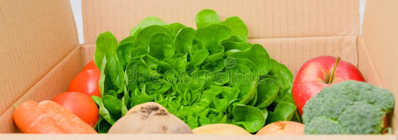 Fresh Fruits and Vegetables . Vegetables Box, Delivery Box Stock Photo ...