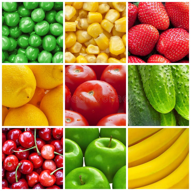 Fresh Fruits and Vegetables Collage Stock Photo - Image of collage ...