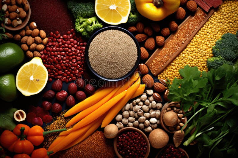 Fresh Fruits and Vegetables Displayed on a Table, Suitable for Healthy ...