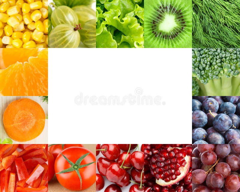 Fresh Fruits and Vegetables Frame Stock Photo - Image of cooking ...