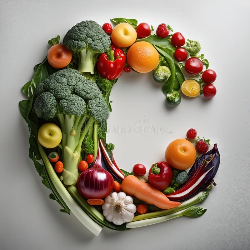 Fresh Fruits and Vegetables Shaped As Letter a Stock Image - Image of ...