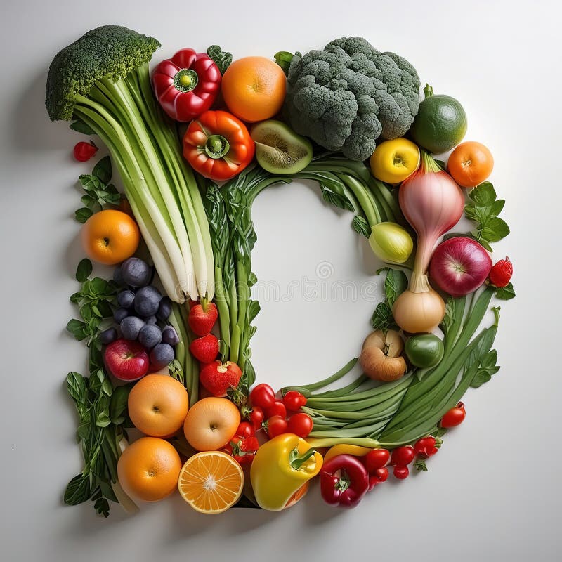 Fresh Fruits and Vegetables Shaped As Letter a Stock Image - Image of ...