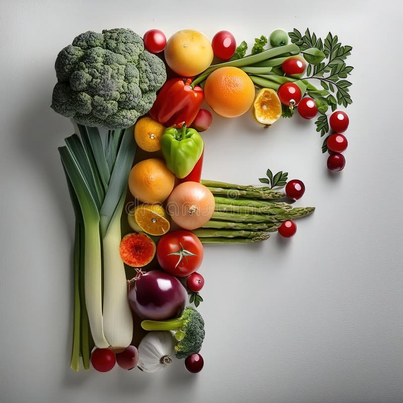 Fresh Fruits and Vegetables Shaped As Letter a Stock Image - Image of ...