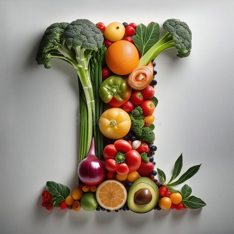 Fresh Fruits and Vegetables Shaped As Letter a Stock Image - Image of ...